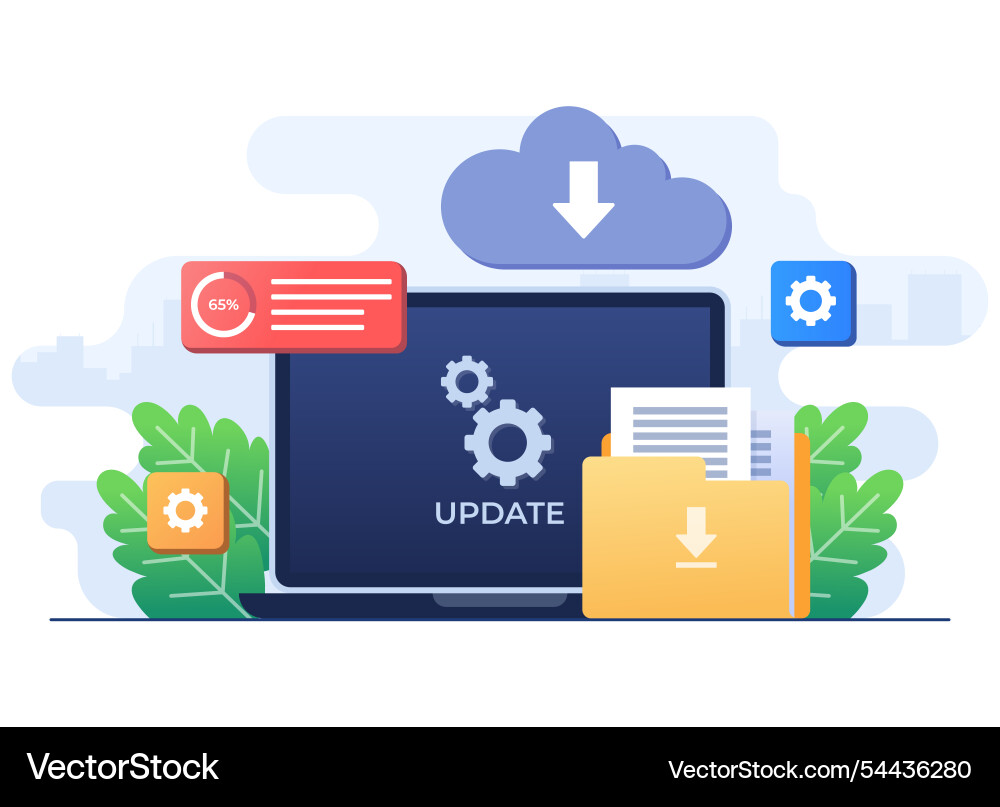 Upgrading operating system flat update Royalty Free Vector Upgrading operating system flat update Royalty Free Vector