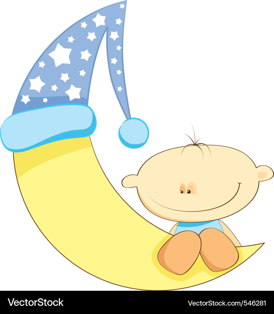 Boy and moon Royalty Free Vector Image - VectorStock