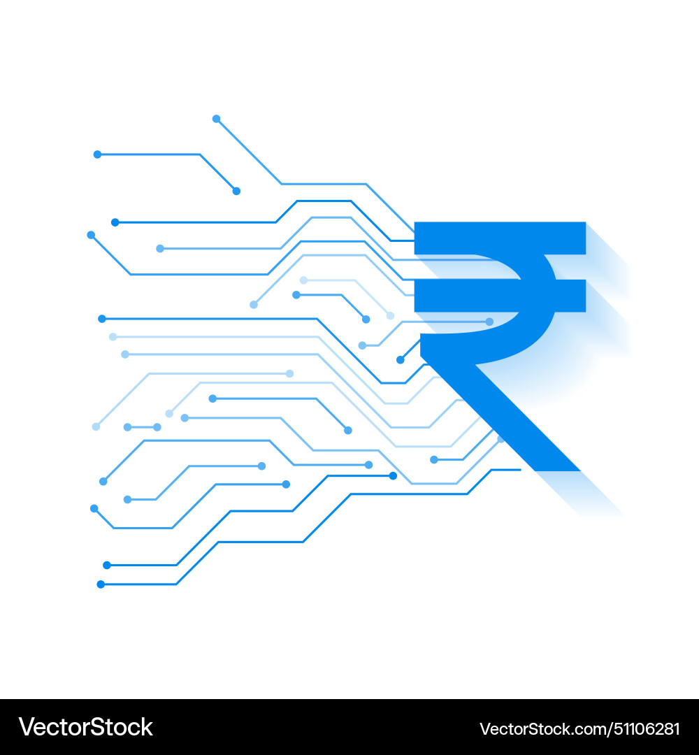 Digital currency indian rupee white background Vector Image