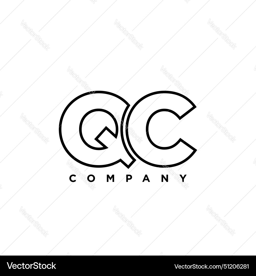Letter q and c qc logo design template minimal Vector Image