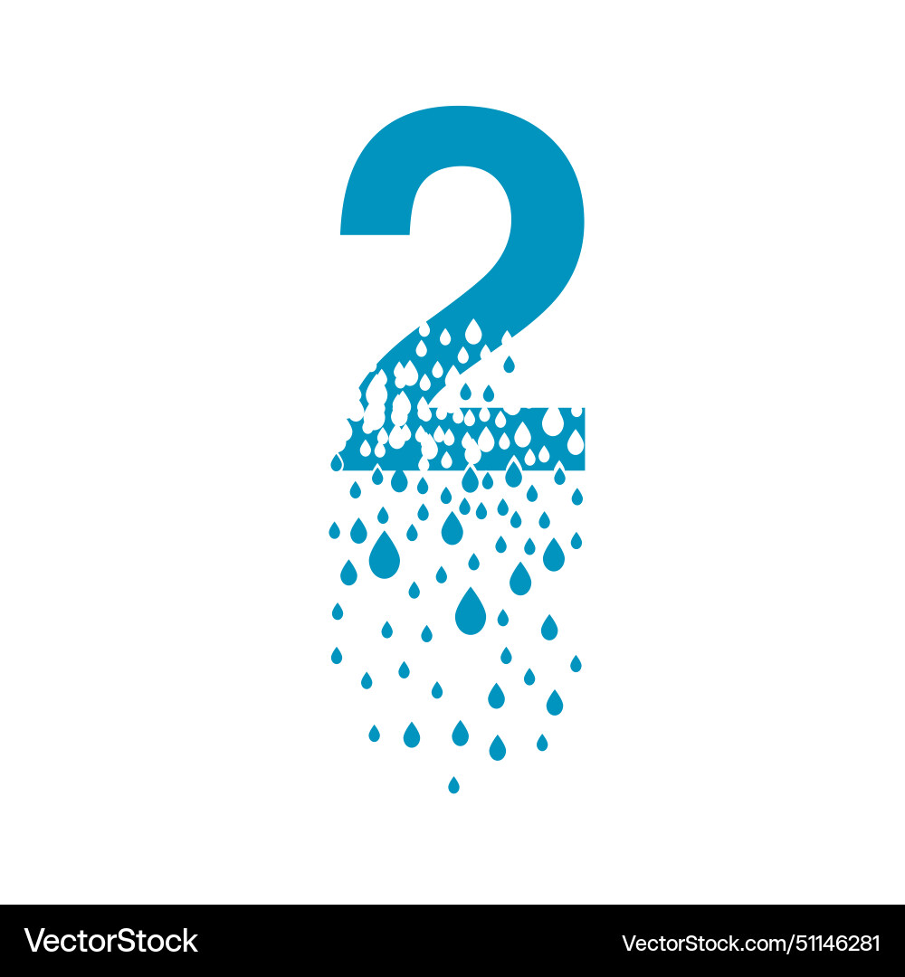 Number 2 dissolves into droplets drops of liquid Vector Image