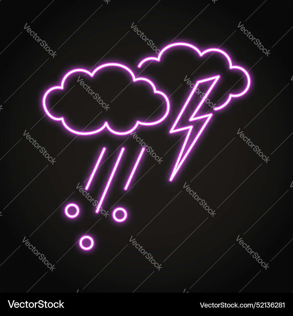 Storm and hail neon icon Royalty Free Vector Image