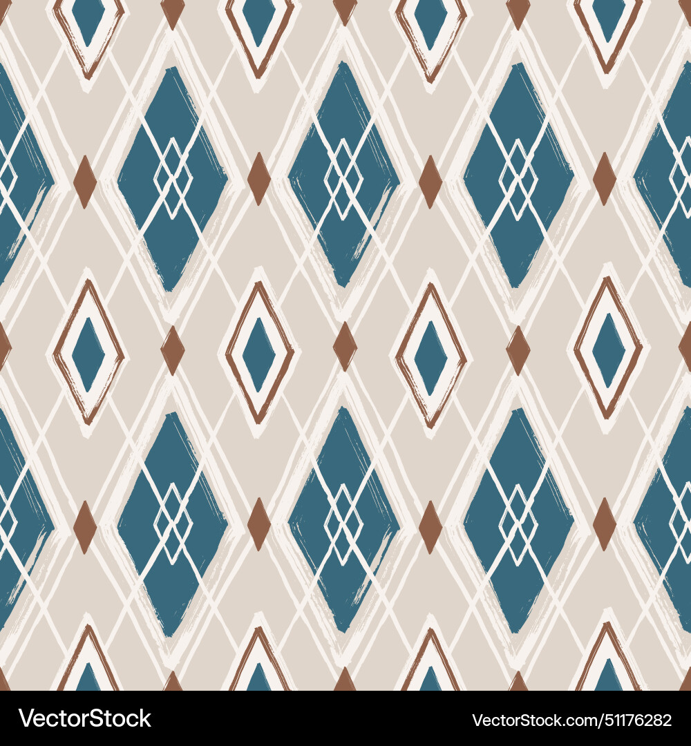 Argyle pattern from brush strokes diamond Vector Image