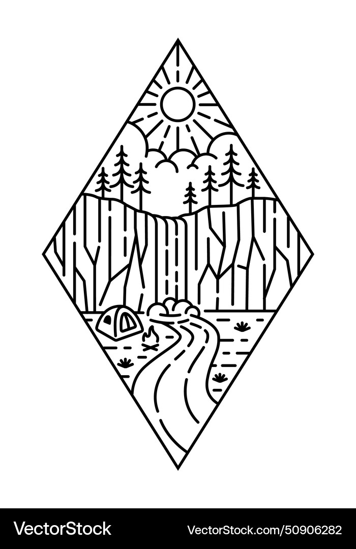 Beautiful nature line art Royalty Free Vector Image