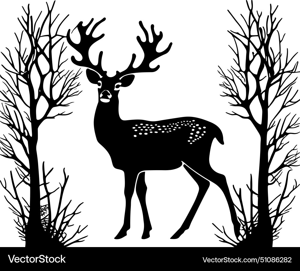 Black and white deer art Royalty Free Vector Image