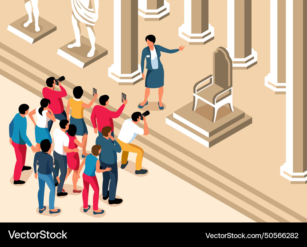 Excursion isometric background Royalty Free Vector Image