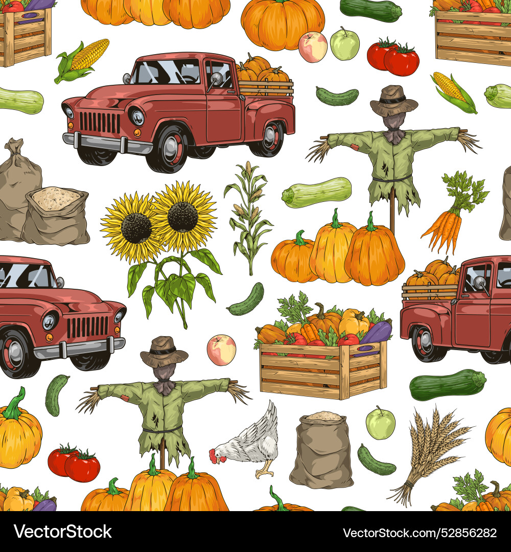 Farm business seamless pattern colorful Royalty Free Vector