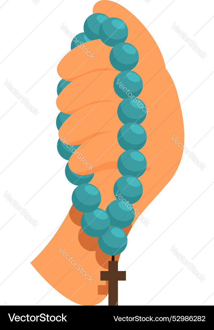 Hands holding rosary beads praying for hope Vector Image