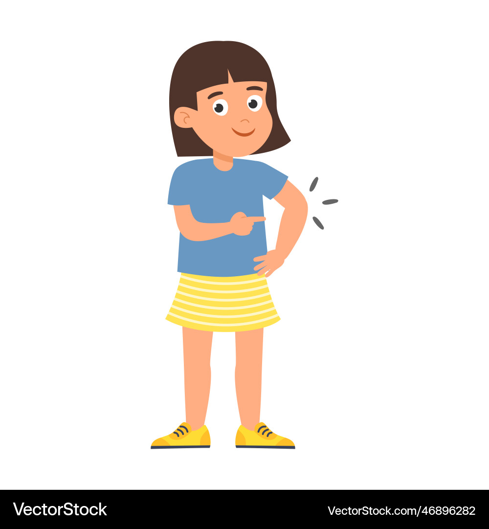 Kid points to elbow and pointing body part Vector Image