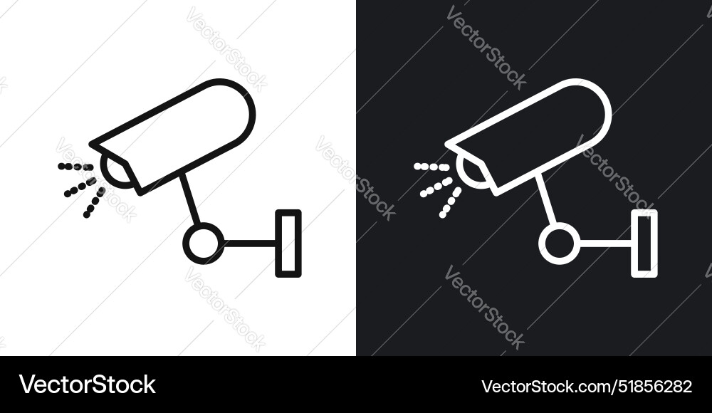 Security camera icon set in black and white Vector Image