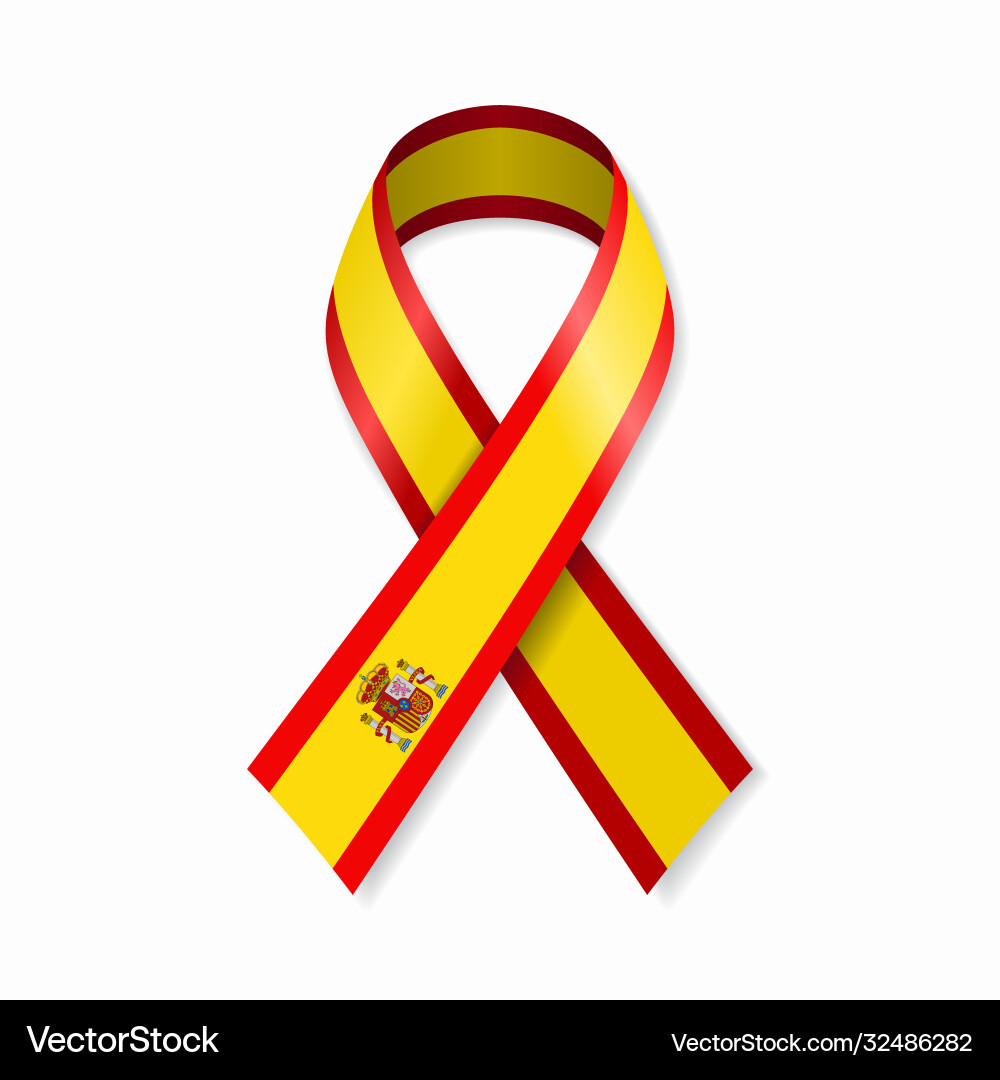 Spanish flag stripe ribbon on white background Vector Image