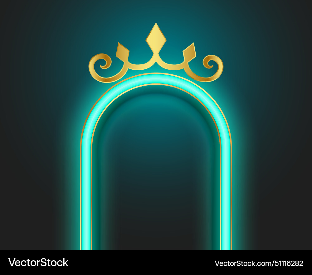 Stylish golden crown background with glowing neon Vector Image