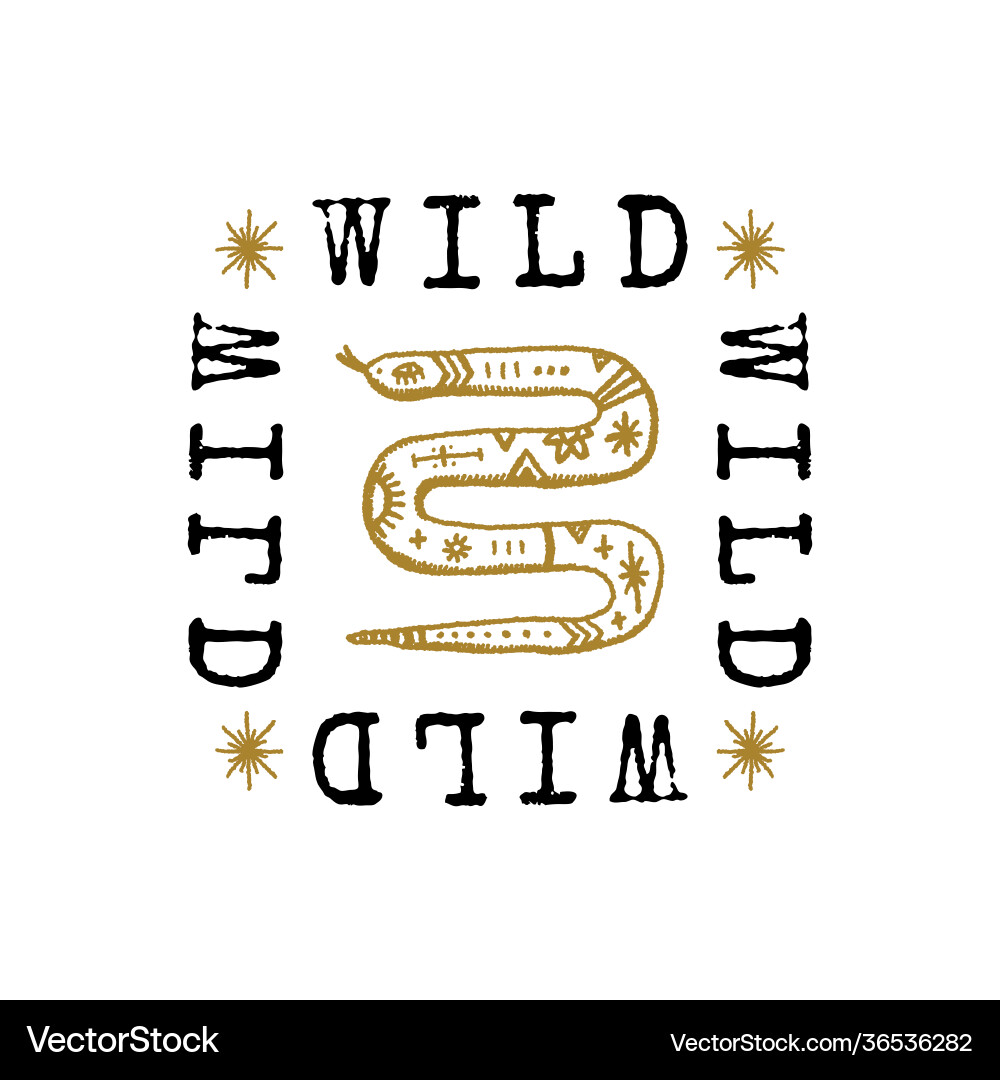 Text boho astrology snake sign oriental logo Vector Image