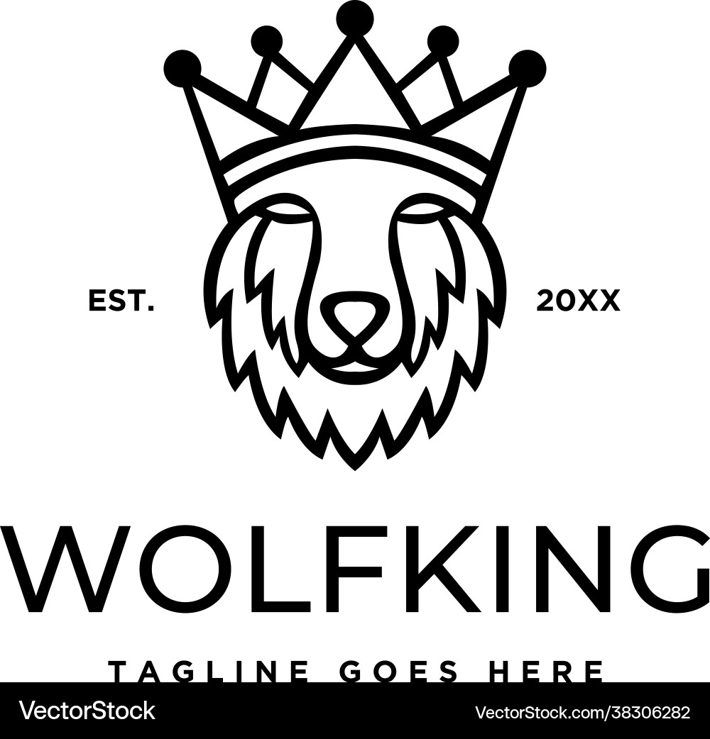 Wolf king logo Royalty Free Vector Image - VectorStock