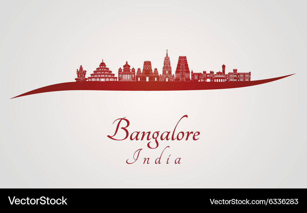 Bangalore skyline in red Royalty Free Vector Image