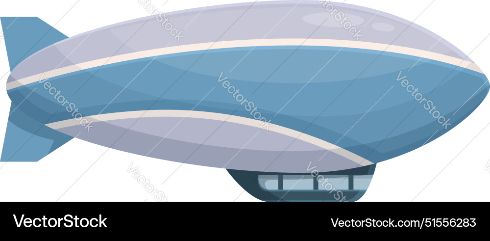 Blue and grey blimp flying through the air Vector Image