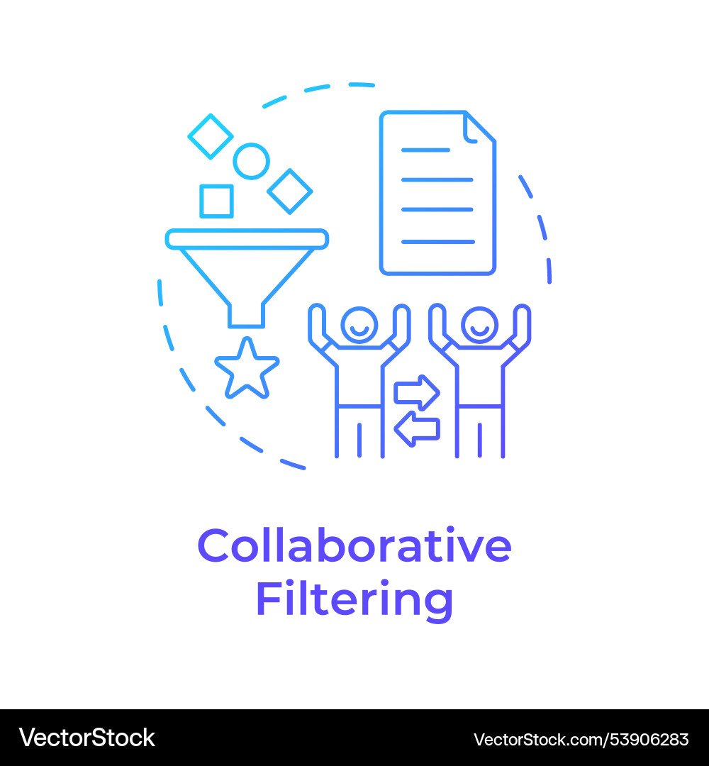 Collaborative filtering blue gradient concept icon