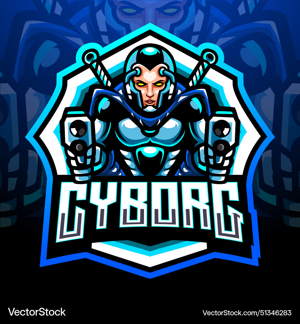 Cyborg mascot esport logo design Royalty Free Vector Image