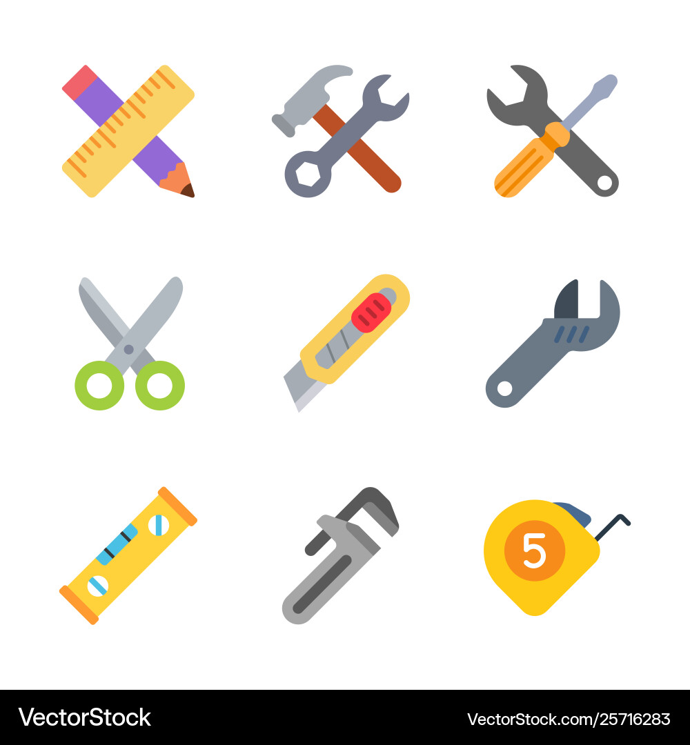Instruments and tools colored trendy icon pack 1 Vector Image