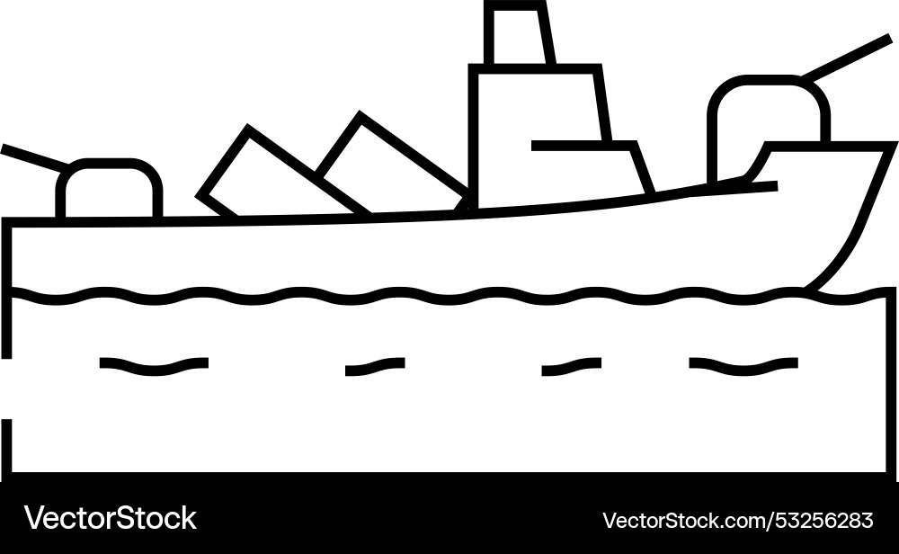 Military ship line icon Royalty Free Vector Image