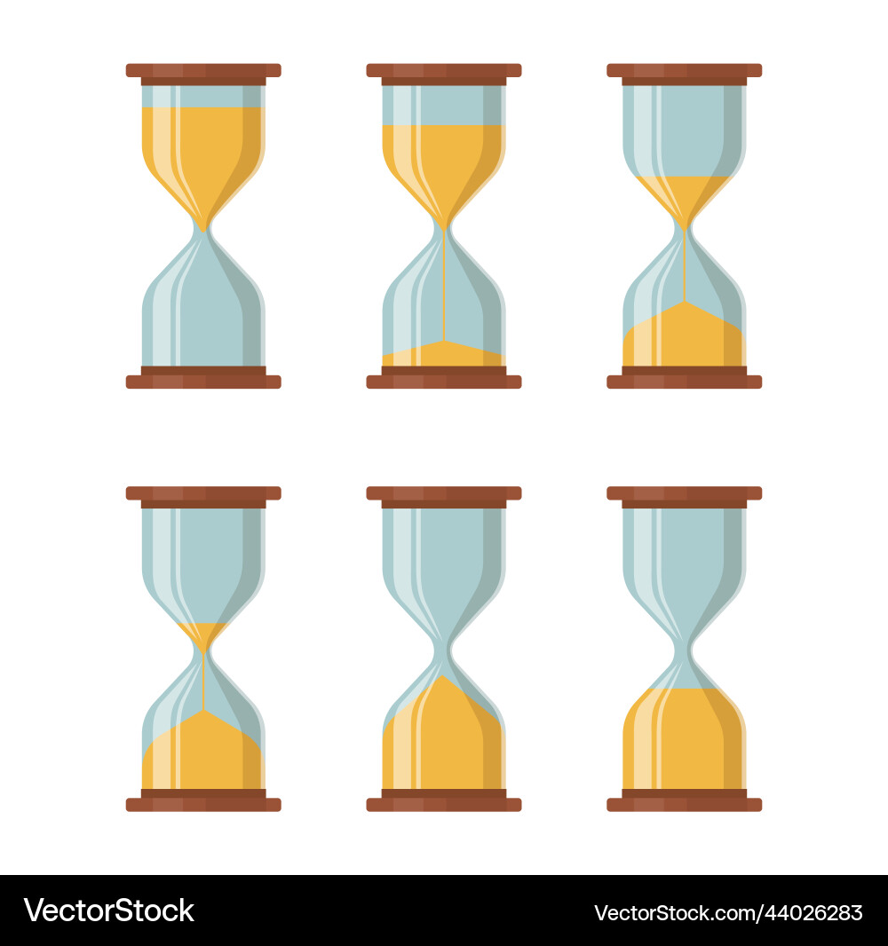 Sand hourglass animation clock countdown time Vector Image
