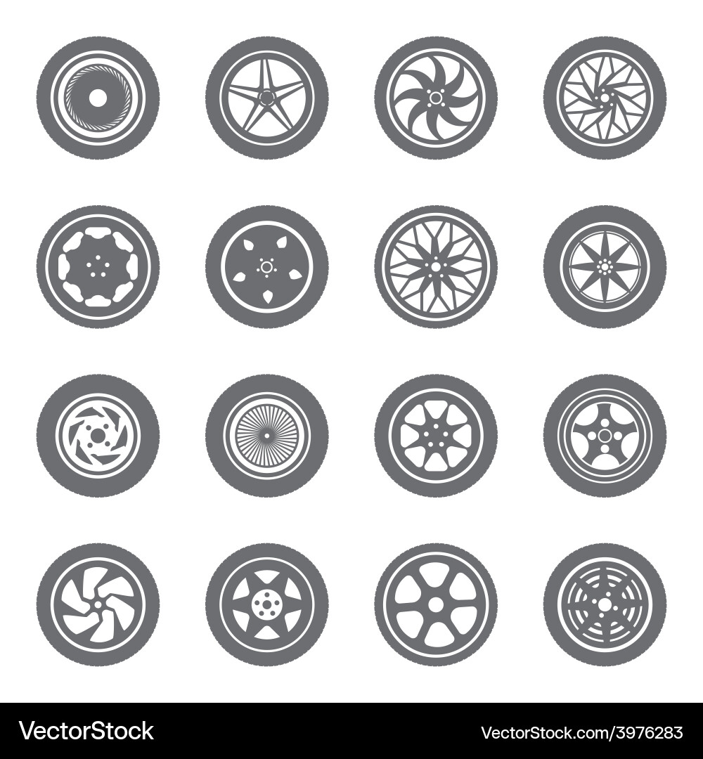 Satz von Felgen Lizenzfreies Vektorbild - VectorStock