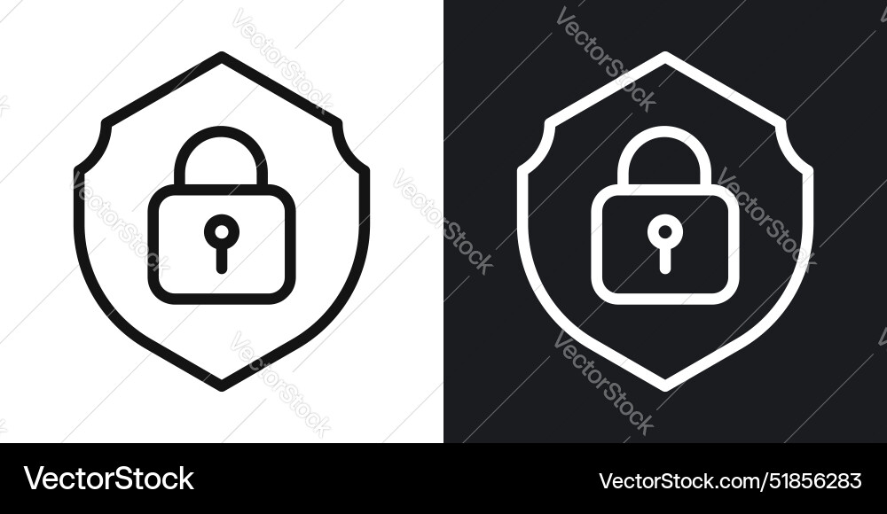 Security icon set in black and white outlines Vector Image