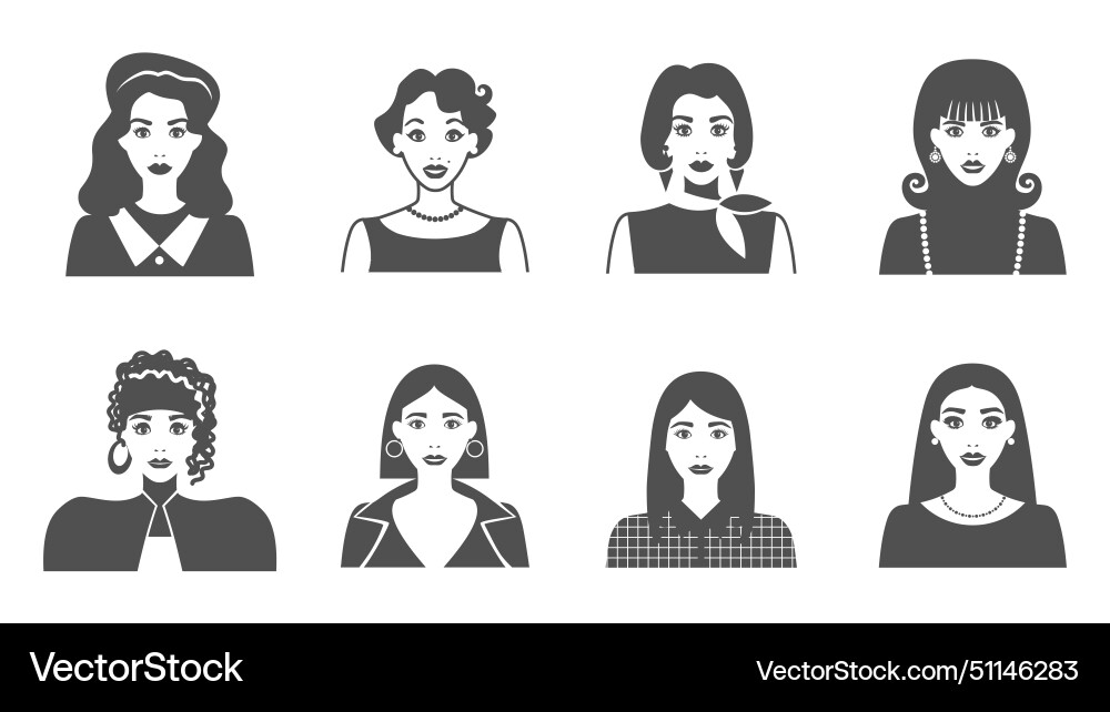 Woman Hairstyle Icon Set Royalty Free Vector Image