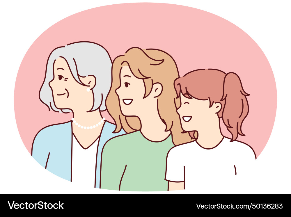 Women of different ages look in same direction Vector Image
