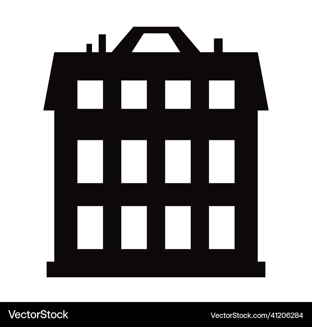 Black silhouette single construction building Vector Image