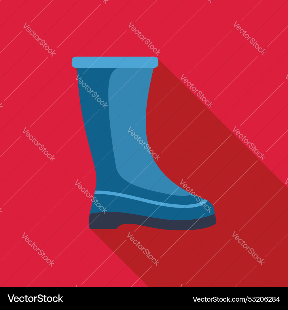 Blue rubber boot protecting from rain and mud flat