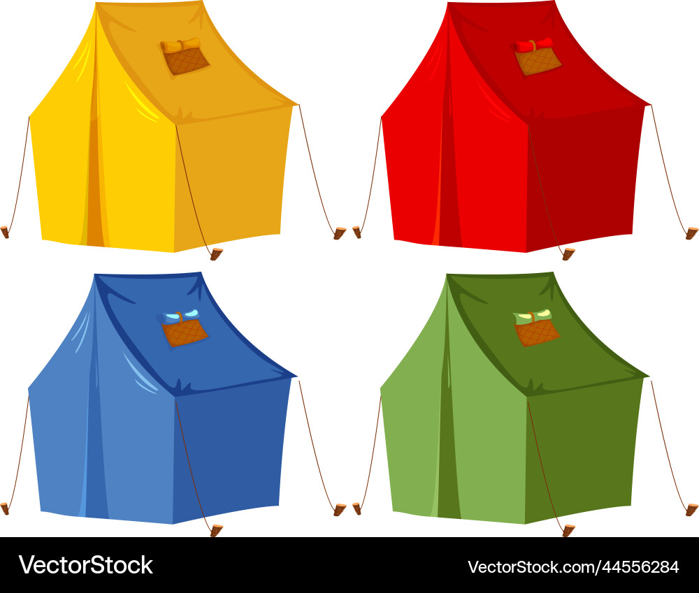 Camping tent in different colour set Royalty Free Vector
