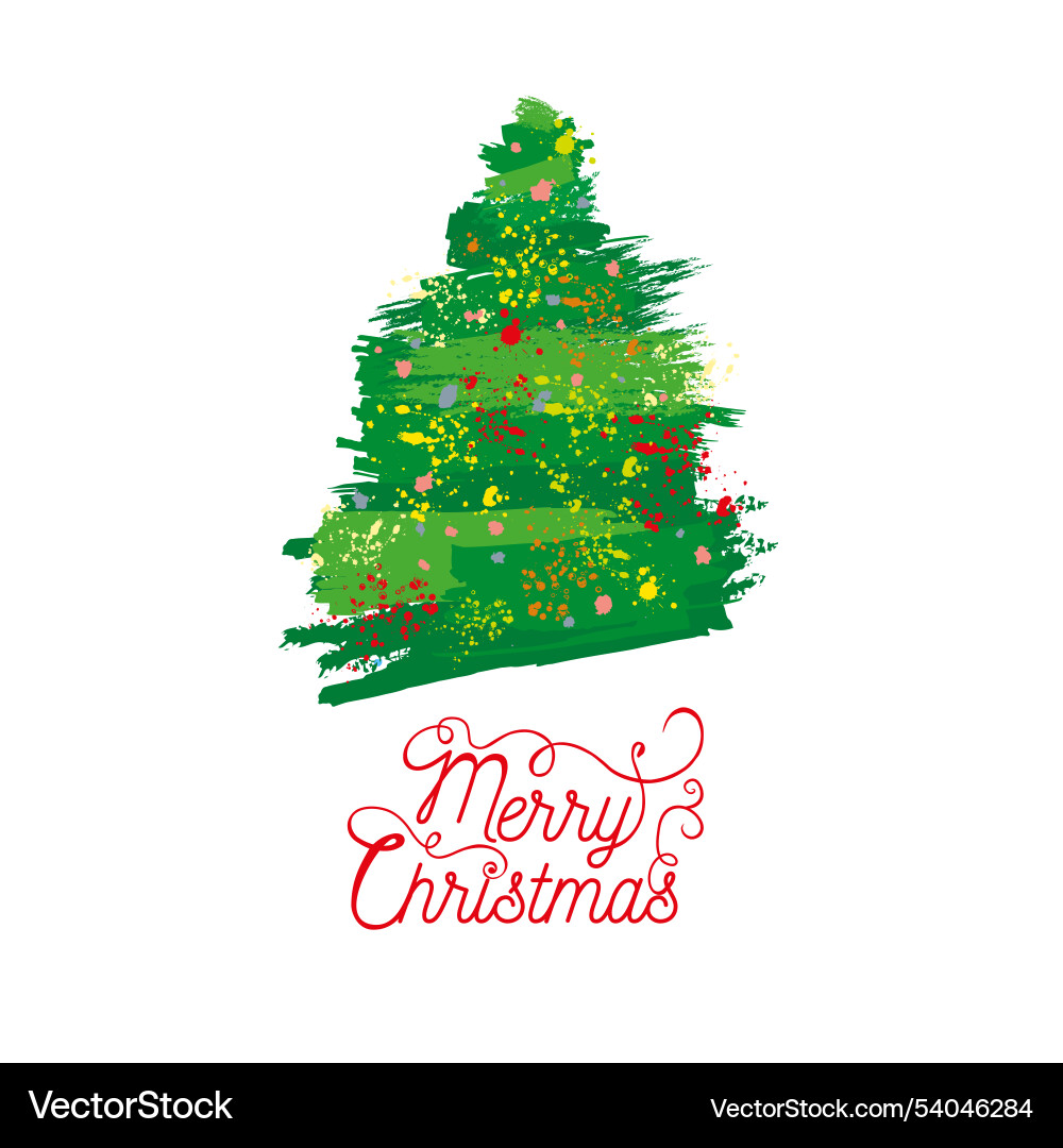 Christmas tree brush strokes hand drawing not ai Vector Image