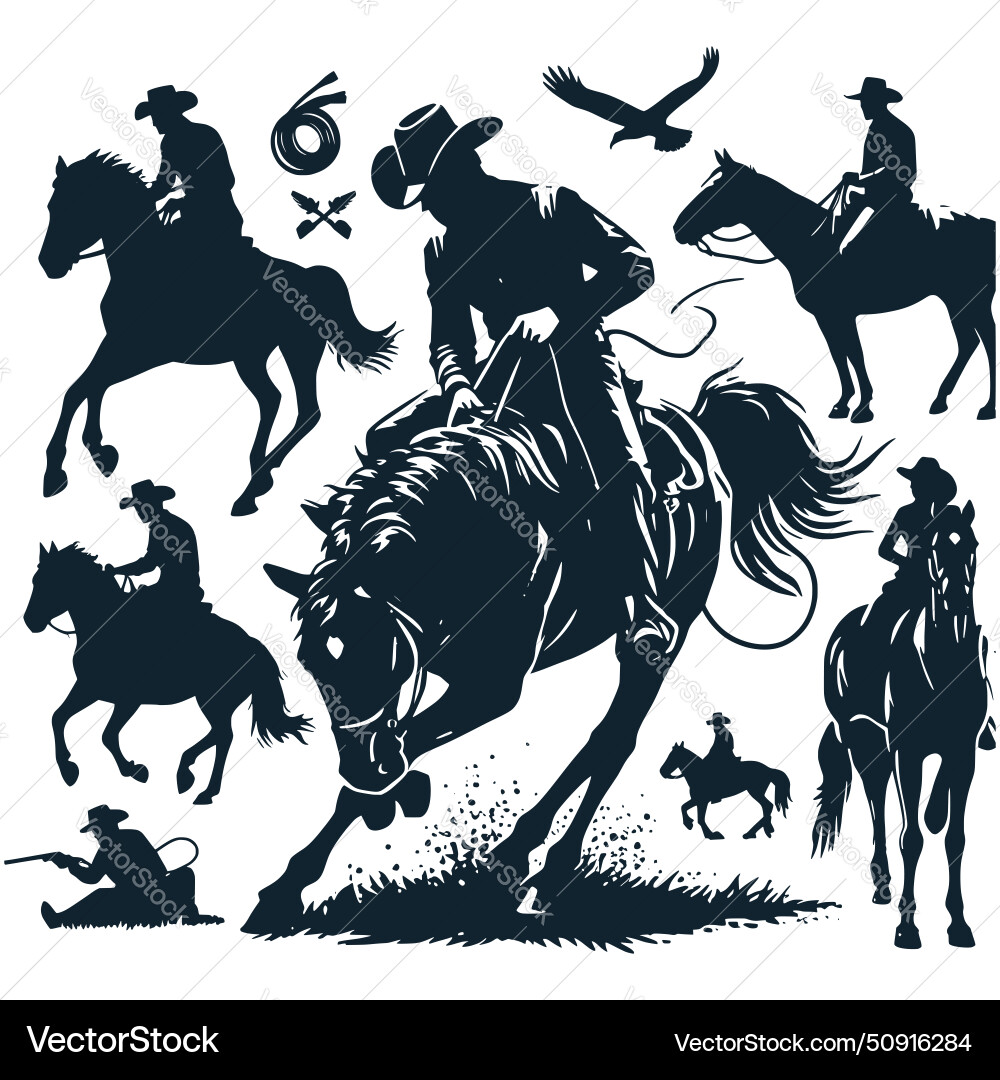 Cowboy and cowgirl bundle file Royalty Free Vector Image