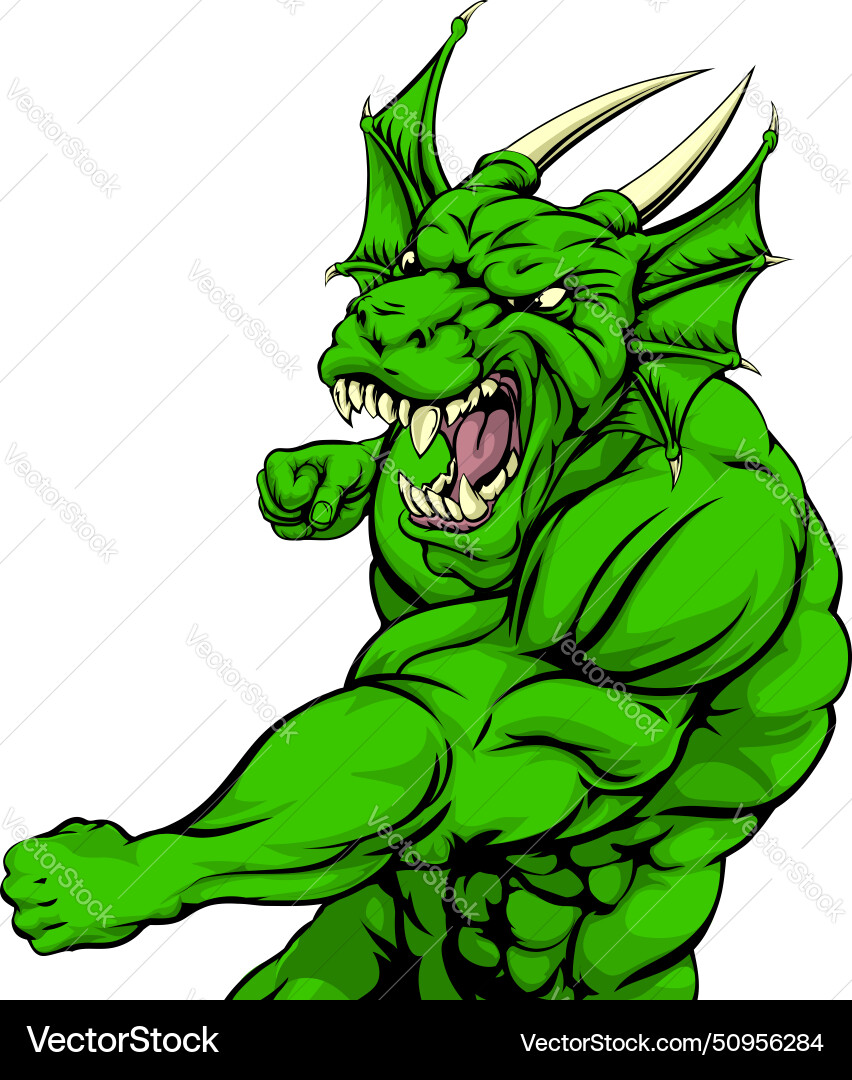 Dragon mascot fighting Royalty Free Vector Image