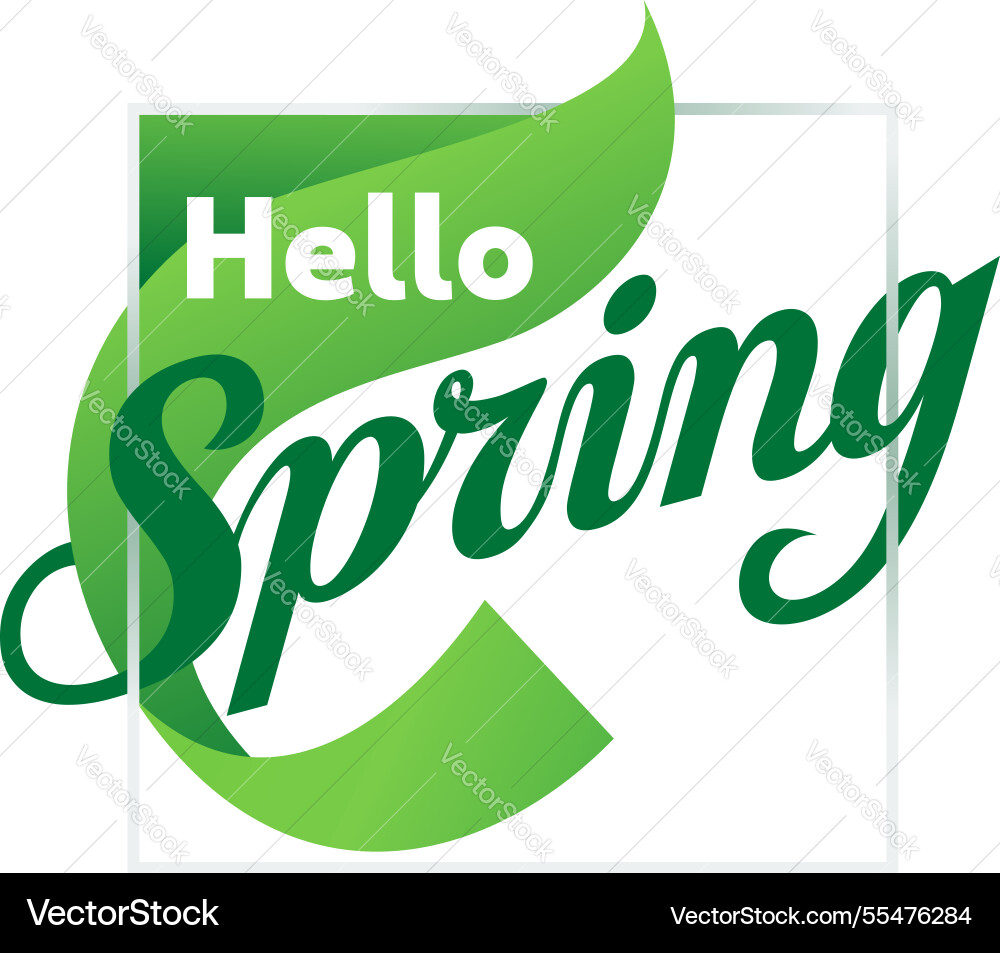 Hello spring promo sticker for sales Royalty Free Vector