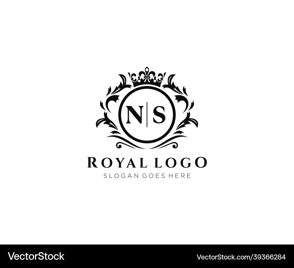 Initial ns letter luxurious brand logo template Vector Image