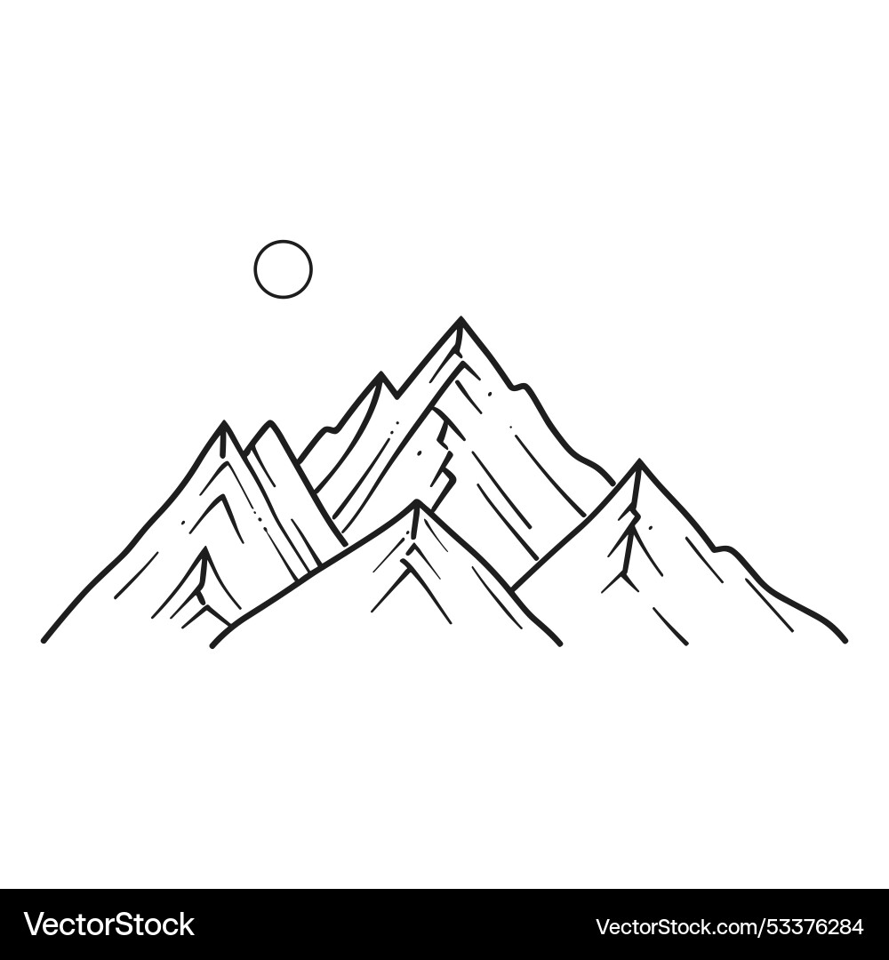 Line art mountain icon style Royalty Free Vector Image