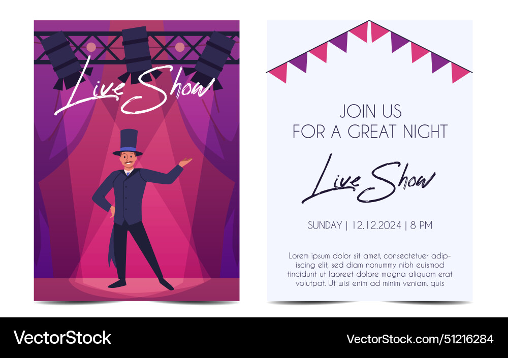 Live theater show event flyer Royalty Free Vector Image