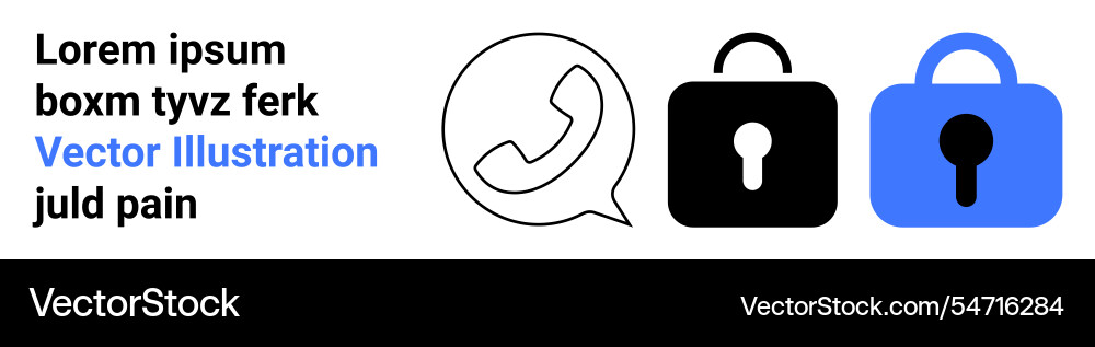 Phone call security icons black and blue padlocks Vector Image
