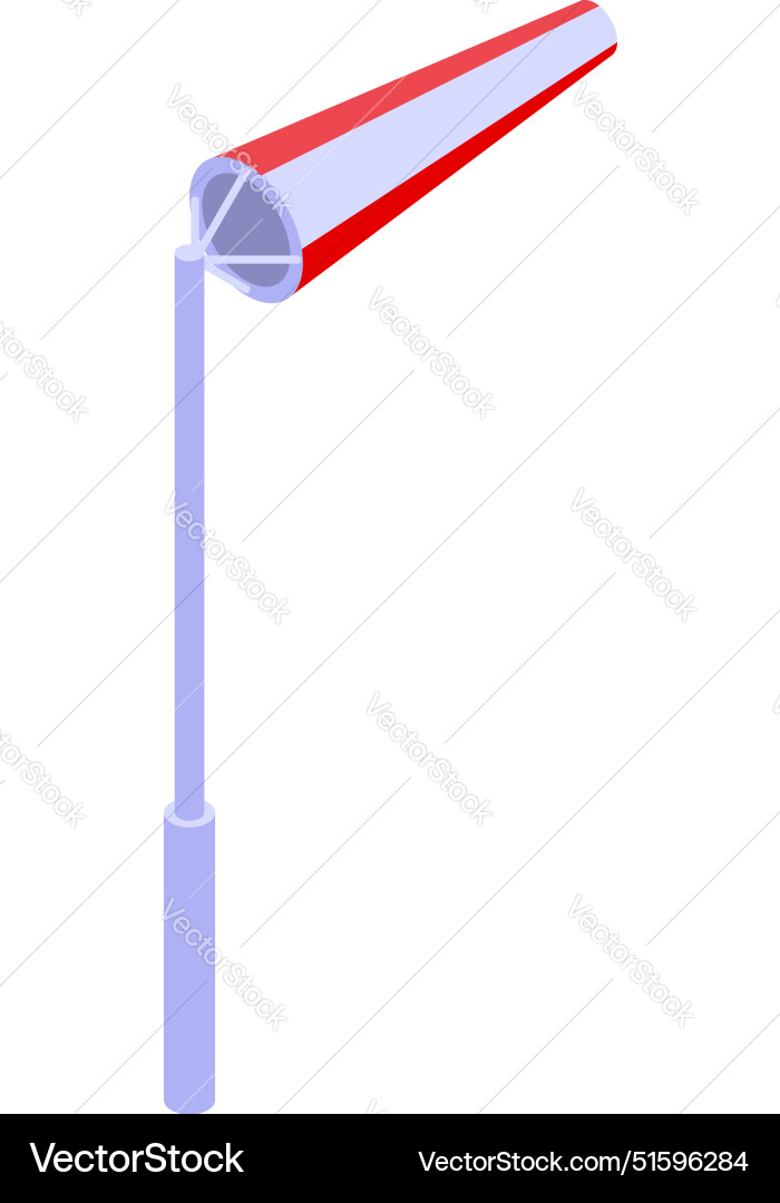 Red and white windsock indicating wind direction Vector Image