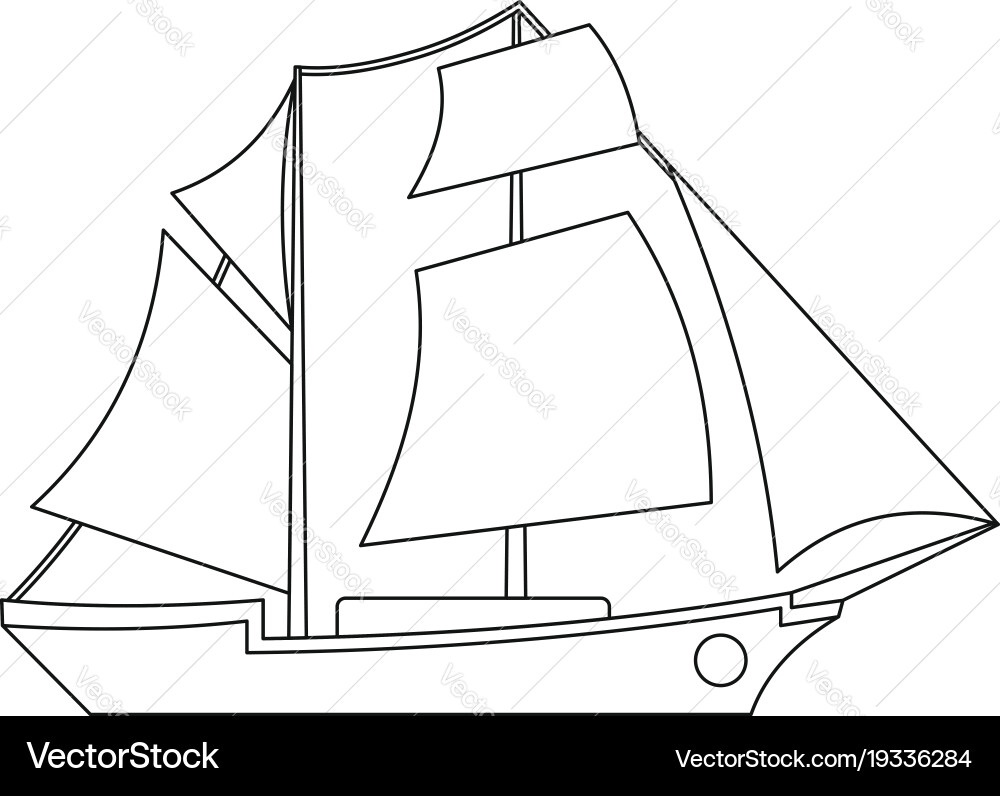 Sailing ship icon outline style Royalty Free Vector Image