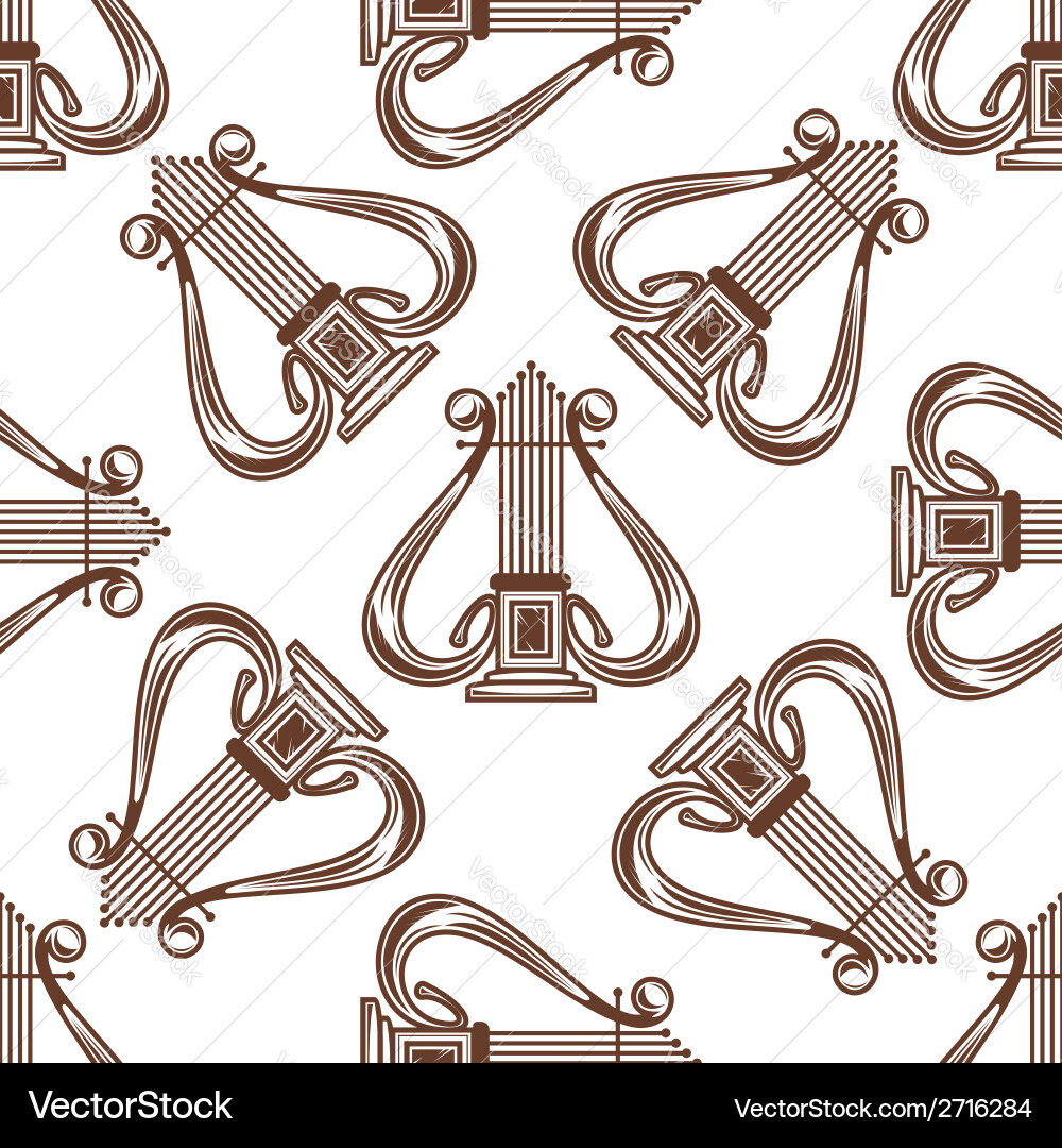 Seamless musical harp pattern Royalty Free Vector Image