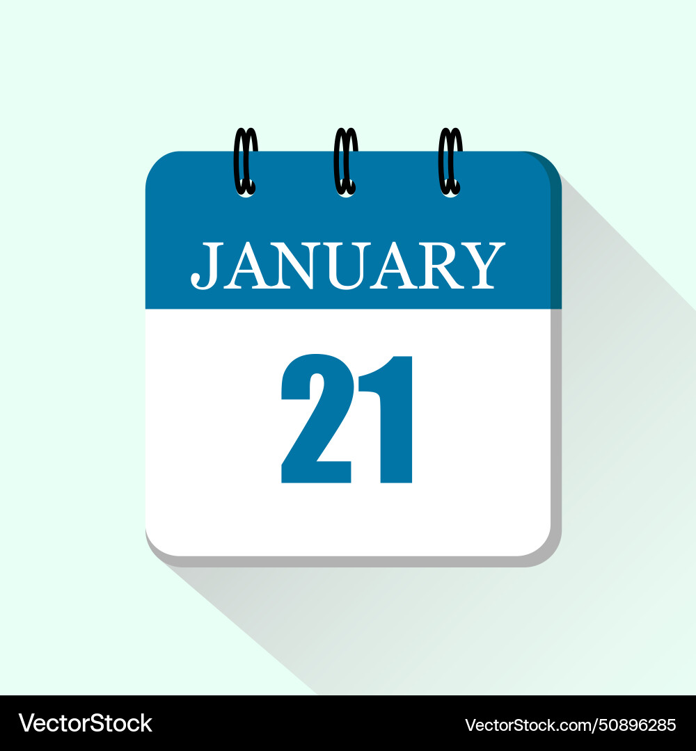 21 january flat daily calendar icon Royalty Free Vector