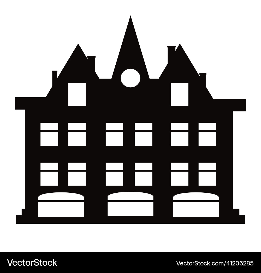 Black silhouette single construction building Vector Image