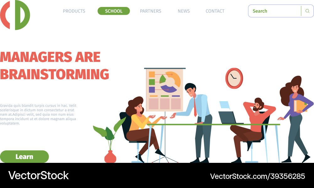 Business landing managers brainstorming dialogue Vector Image