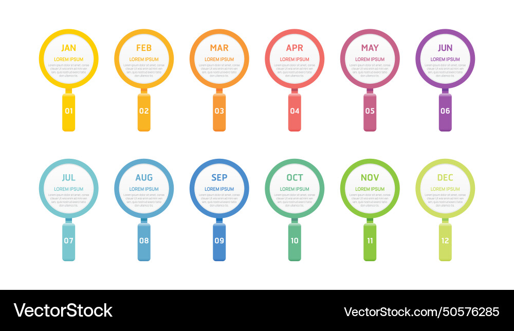 Business step timeline magnifying glass Royalty Free Vector