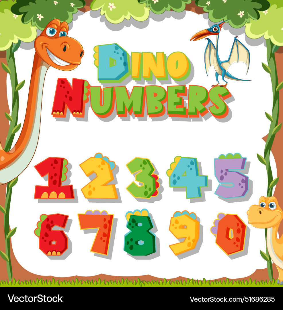 Colorful dinosaur-themed numbers for kids learning