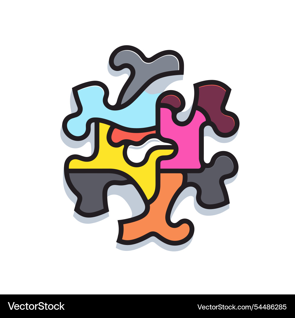 Colorful jigsaw puzzle pieces arranged creatively Vector Image