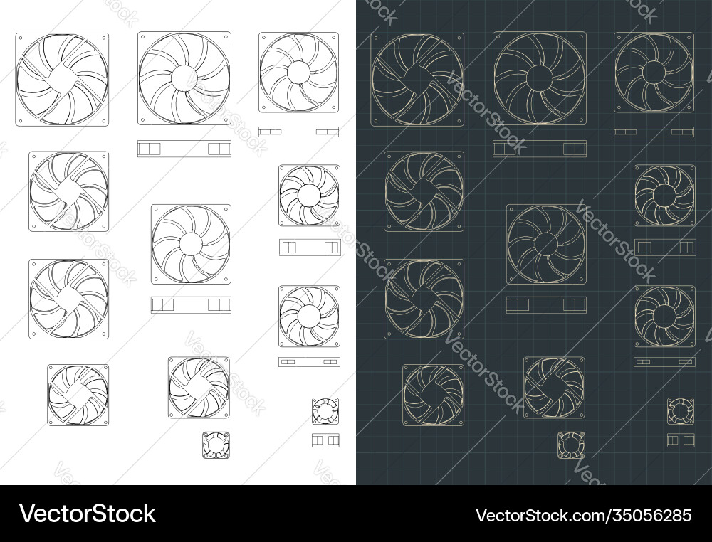 Computer fans set Royalty Free Vector Image - VectorStock